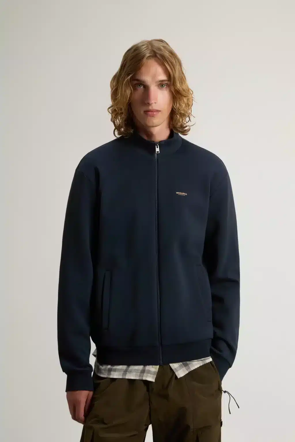 Woolrich Vest - Logo Interlock Track Melton Blue - Robbert Kennis van Mode